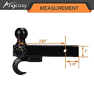 ANGCOSY Triple Ball Mount with Hook, 1-7/8”, 2” and 2-5/16” Tri-Ball Hitch Balls, Hollow Shank, Fits for 2” Receiver, 10,000 lbs