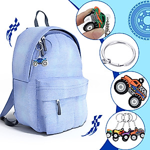 Kenning 24 Pieces Mini Truck Keychain Key Ring Decoration Silicone Truck Party Favors Keychain Truck Birthday Party Supplies for Kids(Truck)