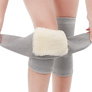 JUMISEE Men Women Thickened Wool Knee Brace Leg Warmer Adjustable Velcro Thermal Knee Support for Arthritis Pain Relief Yoga