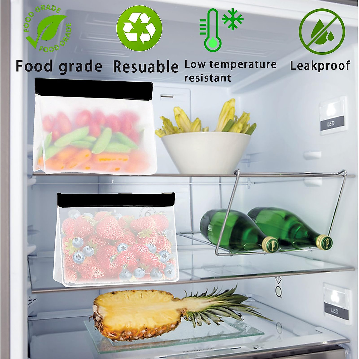 Ulifebetter 3 Pcs Reusable Ice Storage Bags with Secure Zip, 10"*7"*2.5"Freezer Bags Clear Ice Cube Storage Bags Freezer Storage Bags Ice Holder for Ice and Food Storage