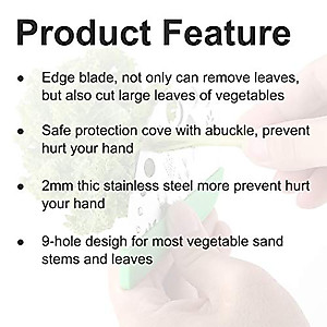 9 Holes Herb Cutter Stripper Stainless Steel Vegetable Leaf Stripper Cutter Home Kitchen Peeling Tool for Kale, Chard, Collard Greens, Thyme, Basil, Rosemary