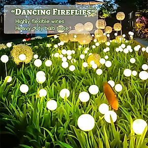 4 Pack Solar Firefly Garden Lights with Seperator, HXWEIYE 8LED Swaying Solar Lights Warm White with 2 Lighting Modes, Sway at Breeze. Waterproof Solar Outdoor Lights for Outside,Patio,Yard,Xmas