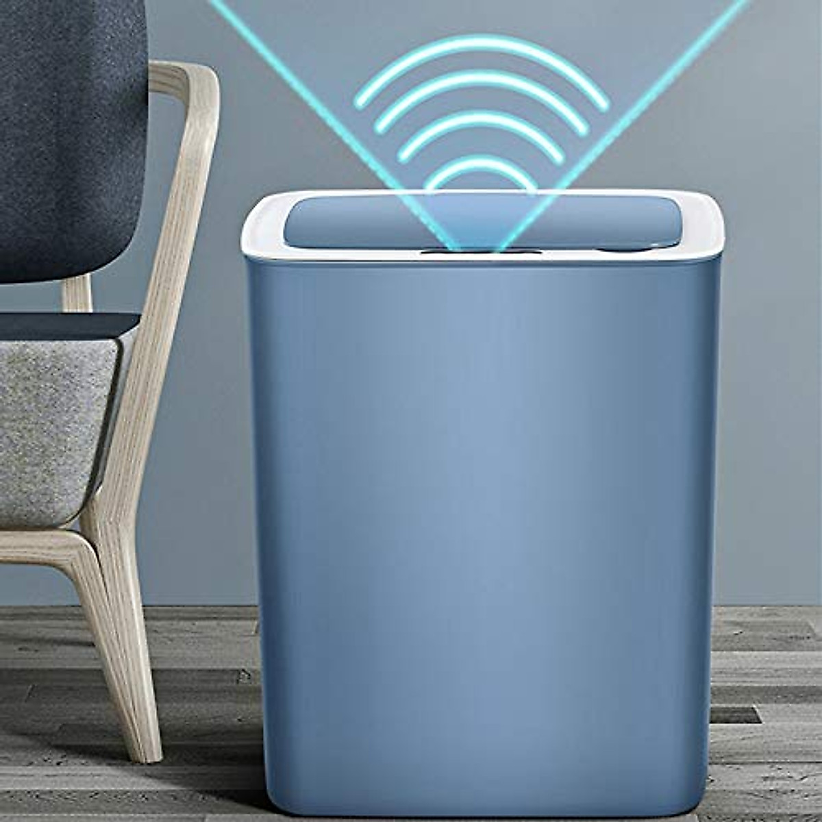 Garbage Can Waste bin Sensor Electronic USB Trash can Automatic Trash cans 14L Smart Induction Sensor Automatic Intelligent Waste Bins (Blue, USB Charger)
