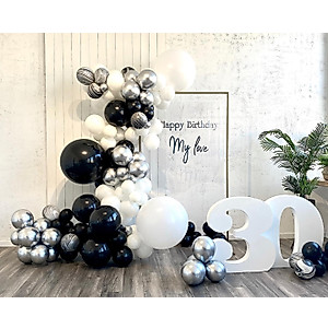 Black and White Balloon Arch, Balloon Garland Black White with Matte Black and White Latex Balloons, Black and White Balloon Arch Kit for Birthday, Baby Shower, Wedding, Graduation Party Decorations