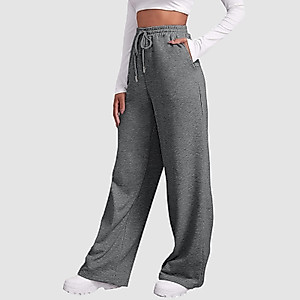 my orders Women's Causal Drawstring High Waist Baggy Straight Leg Joggers Sweatpants with Pockets Women’s Fleece Lined Sweatpants Baggy Wide Straight Leg Pants lightning deals of today