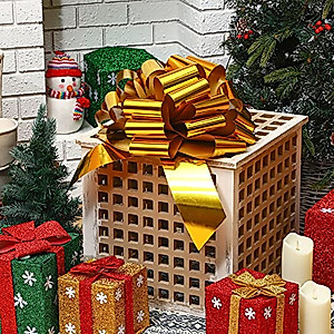 2 Pack Big Car Bow Pull Bow for Cars Gift Wrapping Valentine's Day President's Day Big Gift Bows Giant Bow for Presents Birthday Wedding Office Decorations (Red, 20 Inch) (Gold, 16 Inch)