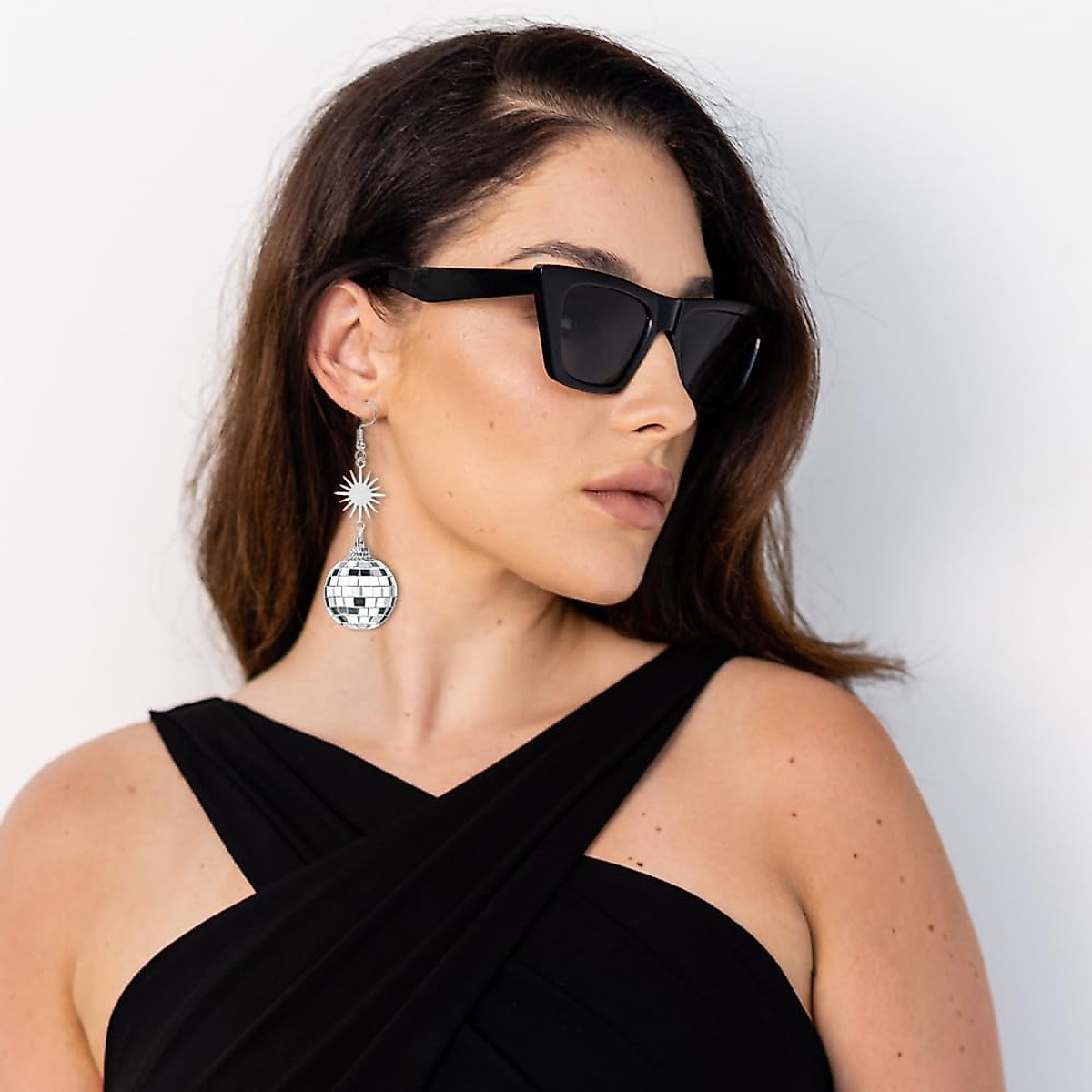 Vintage Disco Ball Dangle Earrings for Women 60's Earrings Silver Gold 70's Disco Ball Earrings Halloween Earrings Jewelry (Style B Silver)