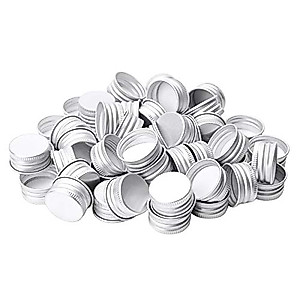 Aislor Aluminum Tins Cans Screw Top Round Steel tins Cans with Screw Lid Screw Lid Containers Cap Lid Silver 28mm