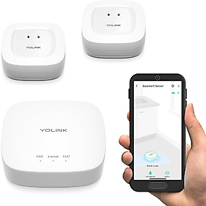 Smart Leak Sensors 2 Pack, YoLink 1/4 Mile World's Longest Range Wireless Smart Water Leak Sensor Compatible with Alexa and IFTTT Leak Detector with App Alerts and Remote Monitor, YoLink Hub Included