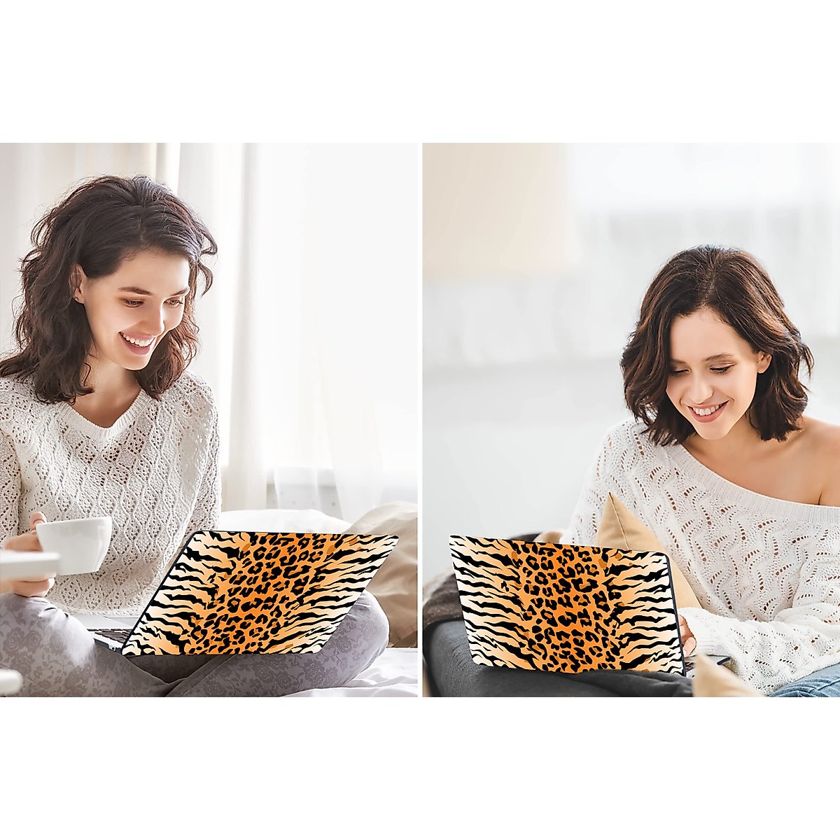 TWOLSKOO for 2021-2018 MacBook Air 13 inch Case A2337 M1 A2179 A1932, Hard Shell Case with Keyboard Skin & Screen Protector for MacBook Air 13.3 inch with Retina & Touch ID, Leopard & Tiger Texture
