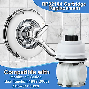 RP32104 Shower Cartridge Replacement, Compatible with Delta Monitor 1700 series(1998-2005) Showers Cartridge, RP32104 Cartridge Assembly for Bath Tub/Shower Faucet Valve