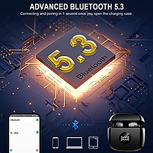 Wireless Earbuds, Bluetooth 5.3 Ear Buds LED Power Display Headphones Bass Stereo, Bluetooth Earbuds in-Ear Noise Cancelling Mic, 40H Playback Mini Case IP7 Waterproof Sports Earphones for Android iOS