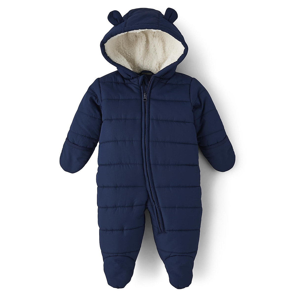 The Children's Place,and Newborn Fleece Hoodie Zip-front Snowsuit Bunting,TIDAL,12-18 MONTHS