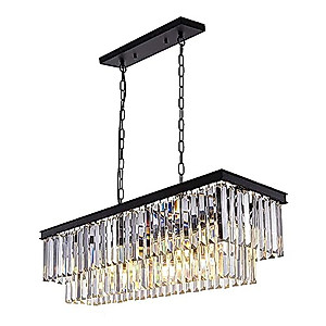 Wellmet Crystal Chandelier, Contemporary Modern Chandeliers Adjustable for Living Room, Dining Room, Pool Table Light, Kitchen Island Lighting