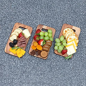 AuldHome Mini Wood Charcuterie Boards (Set of 3); Small Personal-Sized Rectangular Serving Acacia Wooden Trays