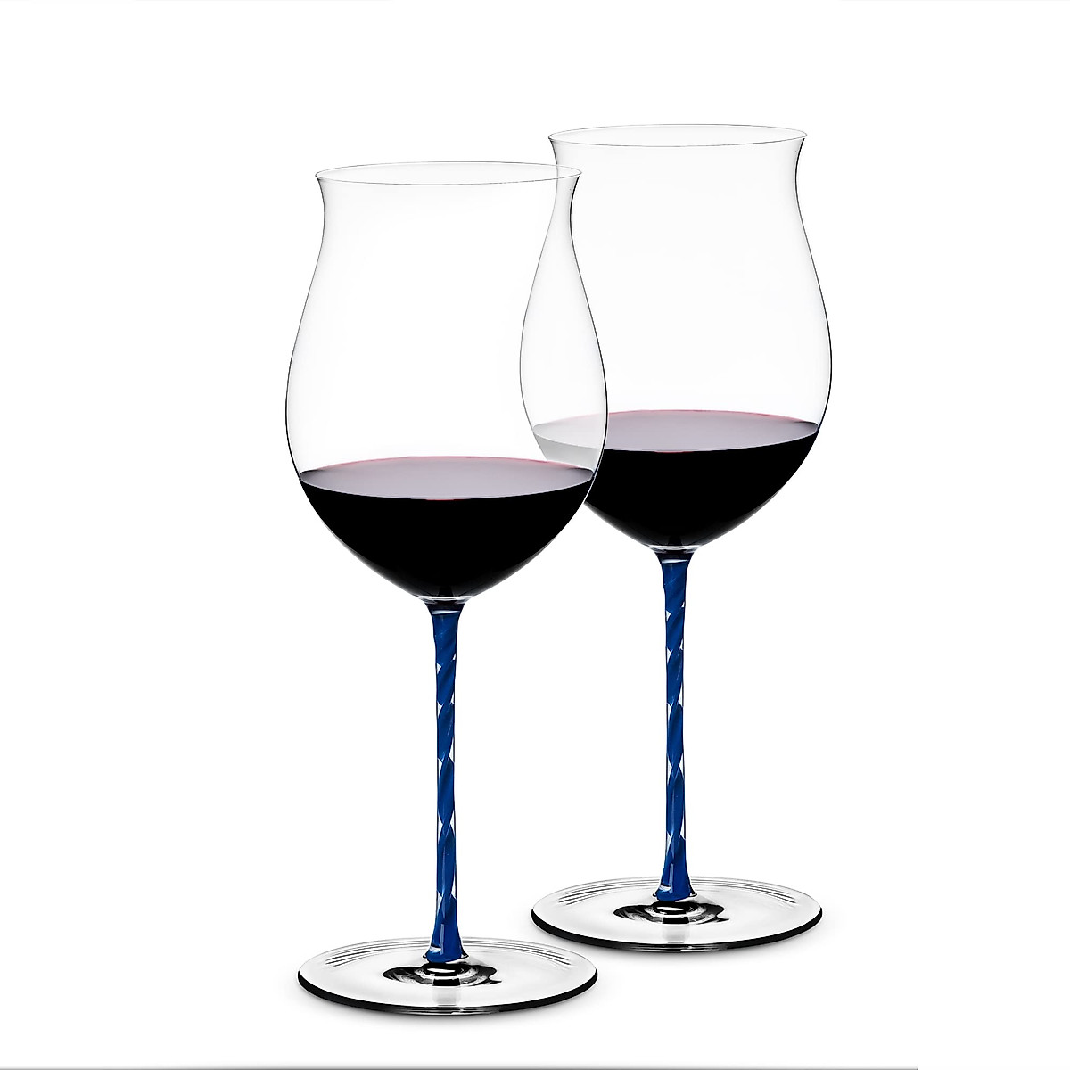 LUXU Wine Glasses(32oz) with Long Blue Stem & Clear Base,Luxury Crystal Red & White Wine Glasses Set of 2, Hand Blown,New World Designed Goblet in Premium Box,Perfect idea for Wine Lovers