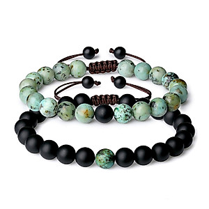 COAI You Complete Me Onyx African turquoise Stone Bracelets for Couples