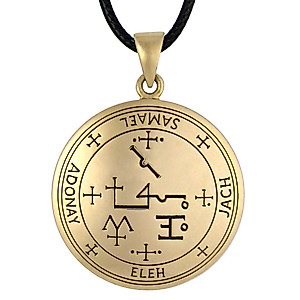 Moonlight Mysteries Bronze Sigil of Archangel Samael Talisman Necklace