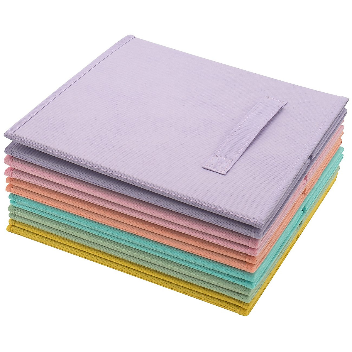 Sorbus 11 Inch Cube Storage Bins Bundle - Set of 6 Pastel Rainbow Bins & Set of 6 Blue, Green, and Yellow Bins (12 Storage Bins Total)