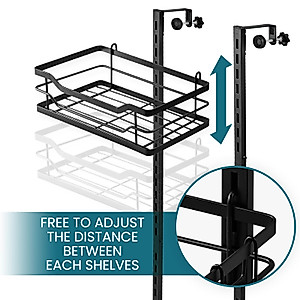 TAILI Hanging Shower Caddy Over The Door Adjustable Hanging Organizer Rack with Hooks, Sturdy Rust Proof Hanging Shower Organizer Shelf Basket Storage Rack, No Drilling