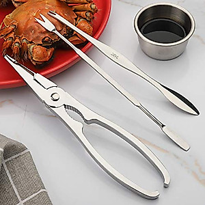 Lobster Crab Leg Cracker Seafood Tools and Nuts Pick Forks Set includes 2 Crab Lobster Cracker 6 Stainless Steel Forks - Shellfish Lobster Crab Leg Shell (Seafood Tools)