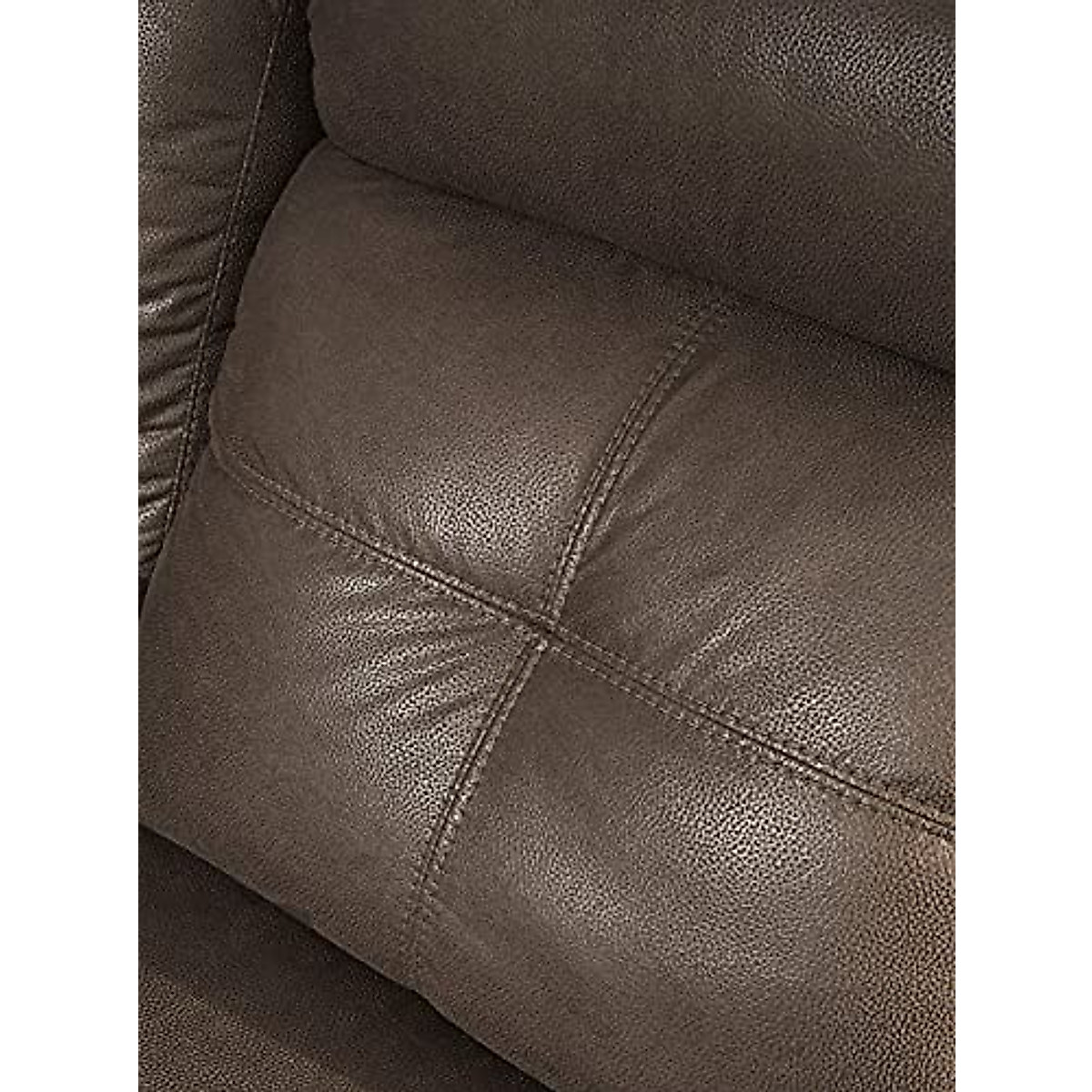 Signature Design by Ashley Jesolo Modern Faux Leather Manual Pull Tab Double Reclining Sofa, Dark Brown