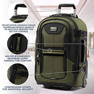 Travelpro Bold Softside Expandable Carry on Rollaboard Luggage, Carry on 22-Inch, Olive Green/Black