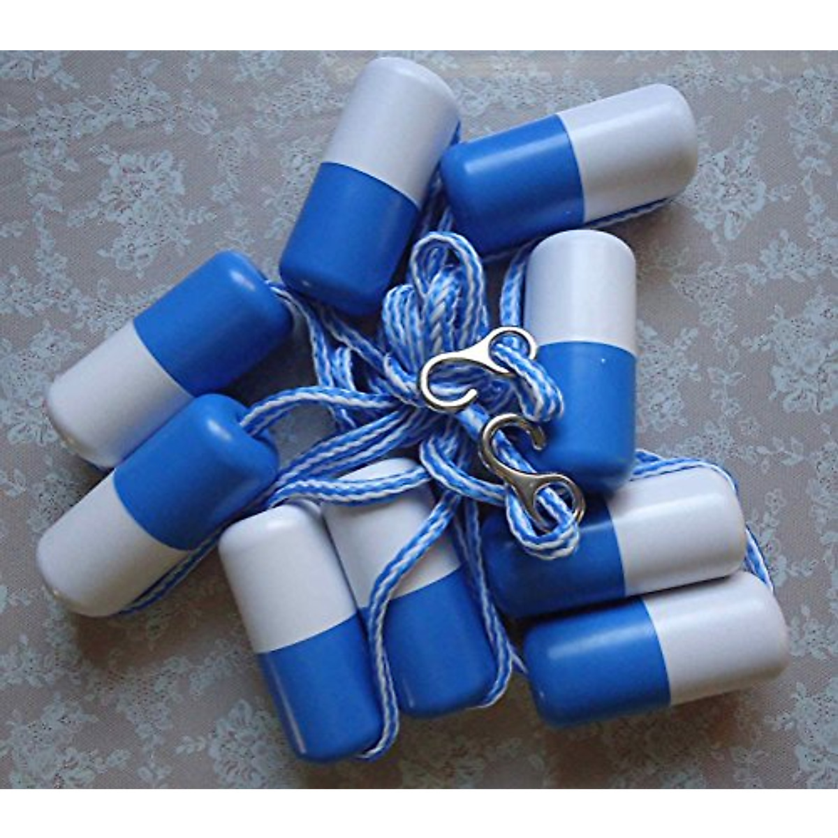 ATIE 18' Swimming Pool Safety Divider Rope and Float Line with 2 Pre-Assembled Stainless Hooks and 7 Bi-Tone Floating Buoys for Effective Visibility (18 FT)