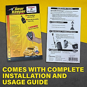 Gear Keeper CB MIC KEEPER Retractable Microphone Holder RT4-4112 – Features Heavy-Duty Snap Clip Mount, Adjustable Mic Lanyard and Hardware Mounting Kit - Made in USA – Black