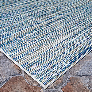Couristan Monte Carlo Coastal Breeze Ocean-Champagne Indoor/Outdoor Area Rug, 2' x 3'7"