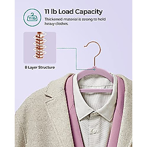 SONGMICS Velvet Hangers Bundle, Set of 50 with Set of 50, Clothes Hanger with Rose Gold Swivel Hook, Non-Slip, and Space-Saving, 0.2-Inch Thick, Pale Purple and Light Pink, UCRF021GP50 and UCRF21PK50