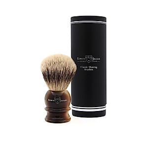 Edwin Jagger 1EJ462 Medium Silver Tip Badger Shaving Brush, Imitation Light Horn for use with Shaving Cream or Soap for Men