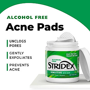 Stridex Daily Care Acne Pads with Aloe, Sensitive Skin, 90 ct