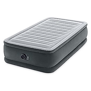 Intex Twin Air Mattress with Built in Pump - 18" Dura-Beam Deluxe Comfort Plush Twin Blow Up Mattress with Wholesalehome Inflatable Pillow for Camping, Travel and Home