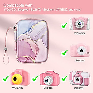 Fintie Kids Camera Case Compatible with Seckton/GKTZ/WOWGO/OMZER/Suncity/Agoigo/Ourlife/Rindol/Unicorn Toys Digital Camera & Video Camera, Hard Carrying Bag with Inner Pocket, Dreamy Marble