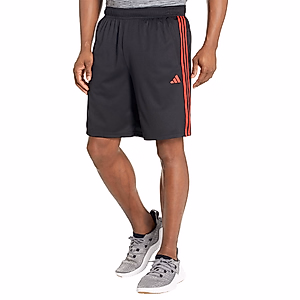 adidas Men's Essentials Pique 3-Stripes Training Shorts, Black/Better Scarlet, X-Large