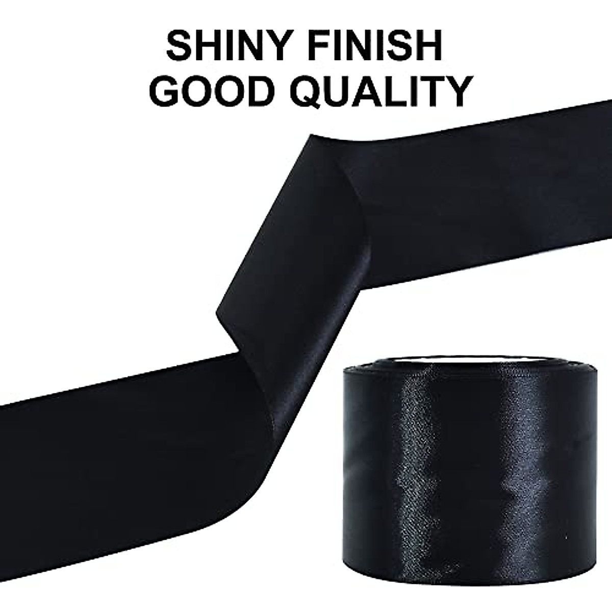TONIFUL Black Satin Ribbon 3 Inch X 25yds Solid Silk Ribbons for Gift Wrapping, Craft, Floral Bouquets, Valentine's Day Christmas Gift Wrapping, Party Wedding Decoration
