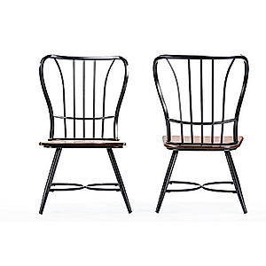 Baxton Studio Longford Dark Walnut Wood and Black Metal Vintage Industrial Dining Chair