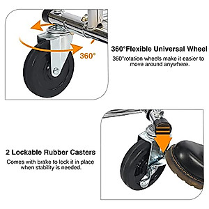 ALUPOM Extendable Double Rod Clothing Rack on Wheels, Heavy Duty Rolling Commercial Garment Rack, Chrome Clothes Rack for Hanging Clothes