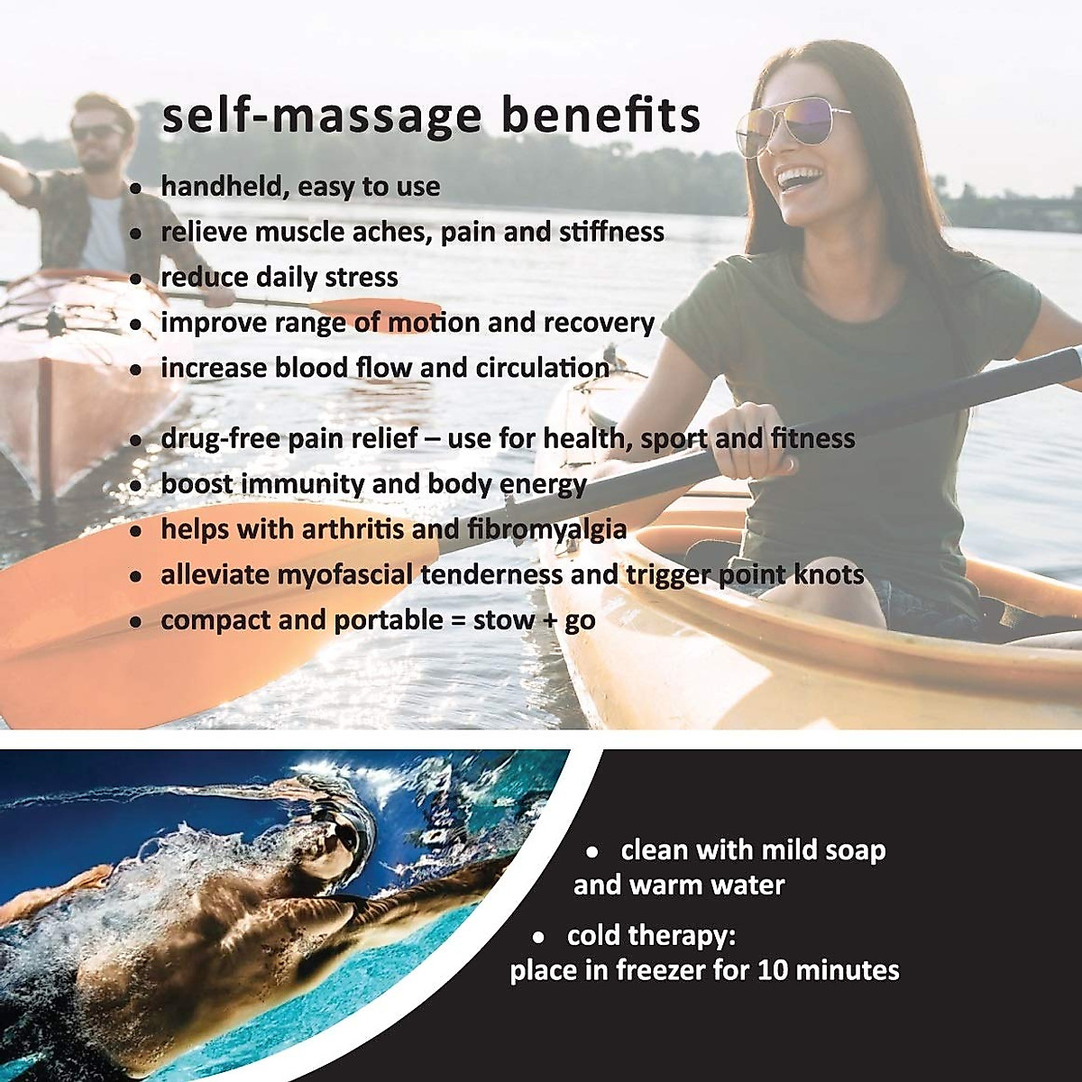 ROYO Foam Roller - 15 in. Adjustable Length, Medium Density Deep Tissue Massager for Muscle and Triggerpoint Release, Use for Daily Fitness and Exercise, Stretching and Sport Training