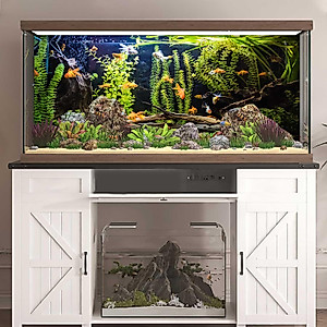 Dizifinn Aquarium Background, River Bed & Lake Tropical Undersea Tree Branch Aquatic Plant Fish Tank Background, 6 EVA Double-Sided Tapes 36x18 inches/90x45