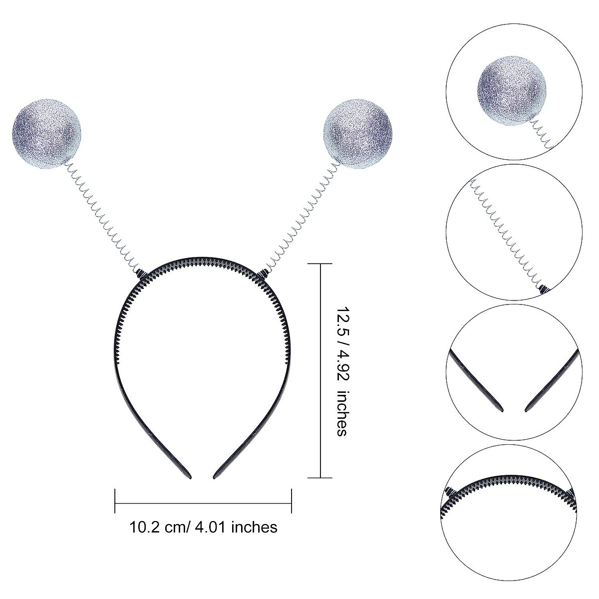 2 Pairs Alien Glasses Silver Glasses with Rainbow Color Lens and 2 Pieces Martian Antenna Headband Boppers for Adults and Kids Party Favors