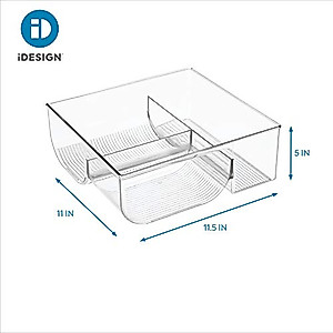 iDesign Plastic Kitchen Binz Food Container Lid Storage Organizer for Cabinet, Pantry, Countertop, 11.49" x 10.92" x 4.12", Clear