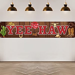 Western Cowboy Yee Haw Banner Party Decorations, Western Theme Cowboy Theme Birthday Banner Party Supplies, Wild West Cowboy Party Decor Photo Booth Props for Indoor Outdoor