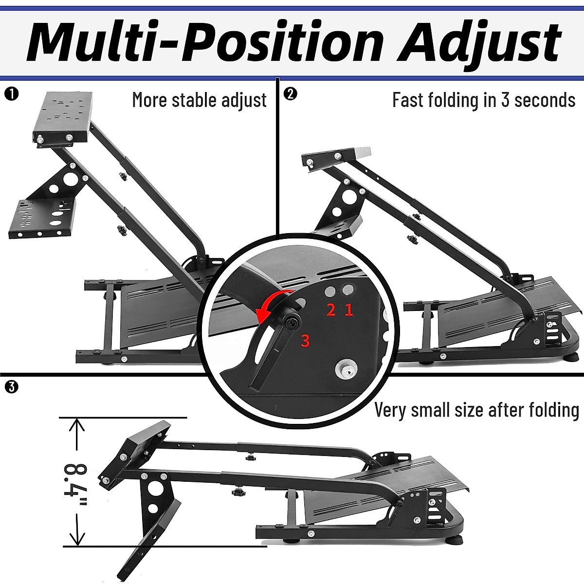 Minneer PRO Racing Wheel Stand Height Adjustable with Shifter Upgrade for Logitech G25,G27,G29,G920,G923,Thrustmaster TMX, T80, Gaming Steering Simulator Cockpit Wheel and Pedals Not Included
