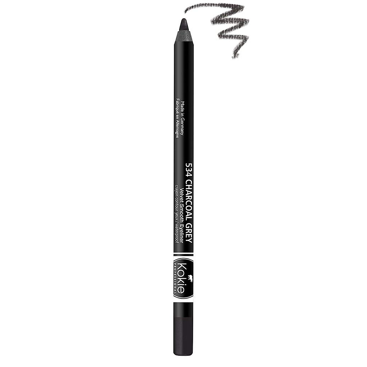 Kokie Cosmetics Waterproof Velvet Smooth Eyeliner Pencil, Charcoal Grey, 0.042 Ounce