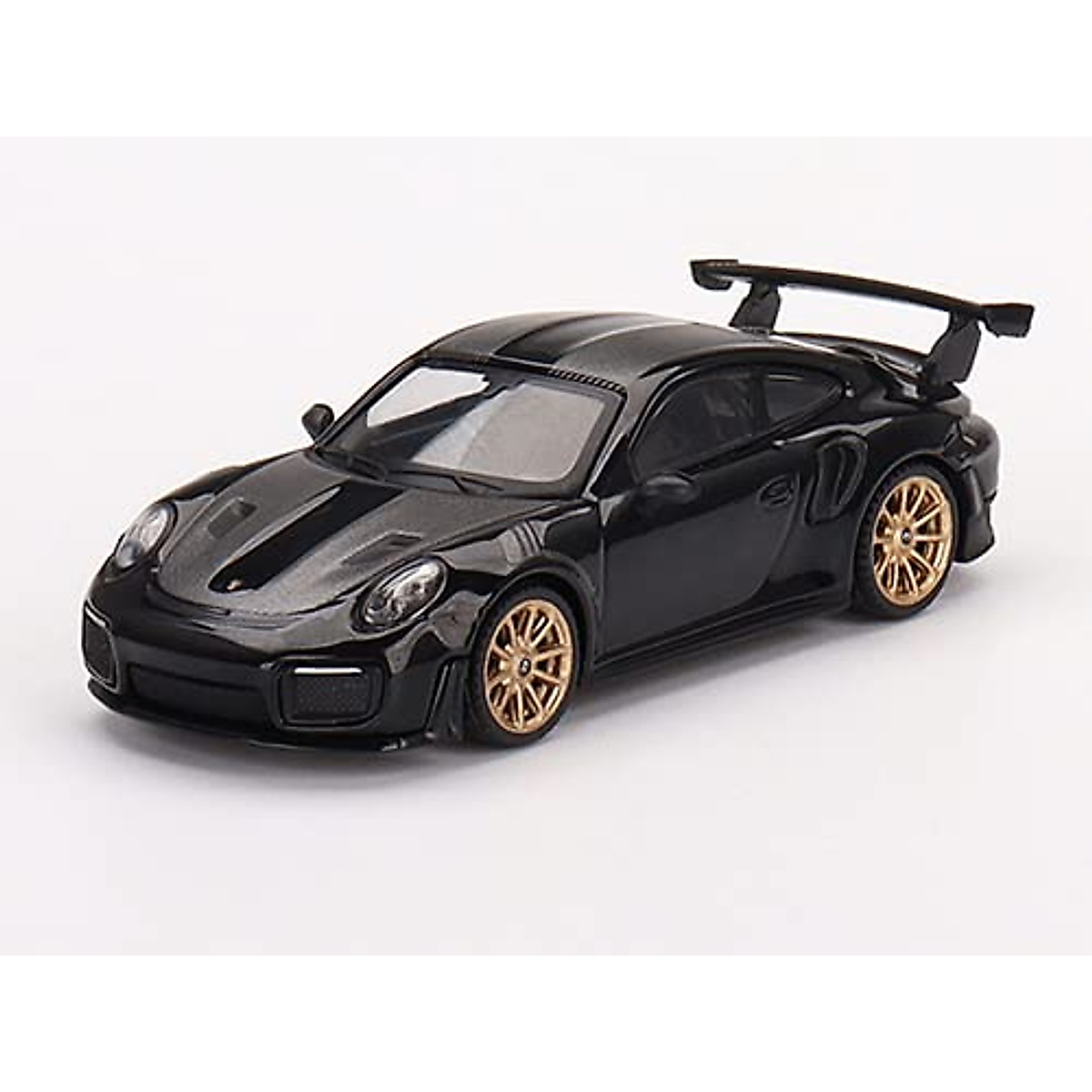 911 (991) GT2 RS Weissach Package Black with Carbon Stripes Ltd Ed to 3960 pcs Worldwide 1/64 Diecast Model Car by True Scale Miniatures MGT00401