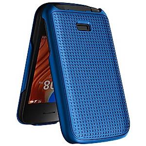 Case for Alcatel TCL Flip 2 Phone (2022), NakedcellPhone [Grid Texture] Slim Hard Shell Protector Cover for T408DL / TFALT408DCP - Cobalt Blue