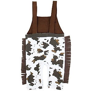 A&J DESIGN Halloween Baby Boys' Western Cowboy Romper Sets With Scarf And Hat (12-18 Months, Brown)