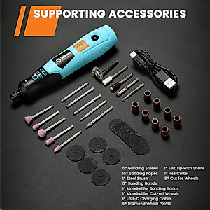 4V Cordless Rotary Tool, GoGonova 3-Speeds 18000 RPM Mini Power Rotary Tool with 43 Accessories, Rechargeable Rotary Tool for Grinding, Polishing, Wood Carving, Engraving, Soft Metal Drilling, Cutting